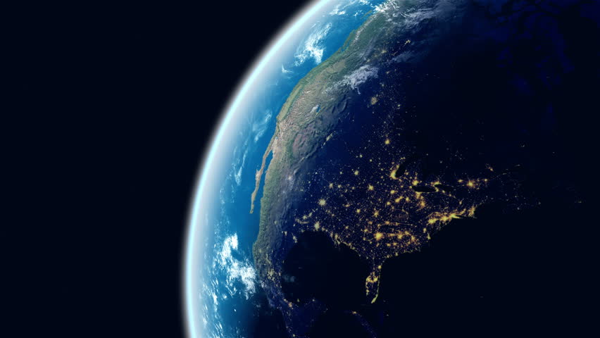 Spinning Earth With Shinning City Lights. Loopable. Rotating ...