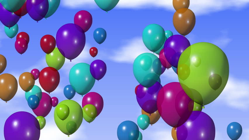 Pastel And Bright Colored Balloons Floating Upwards On White Background ...
