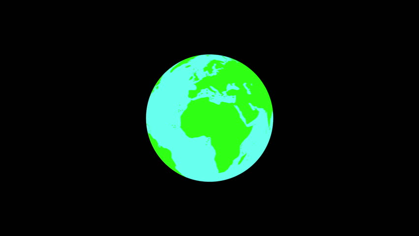 Glassy Green Colored Earth Animation. Alpha Matte Make It Ready To Be ...