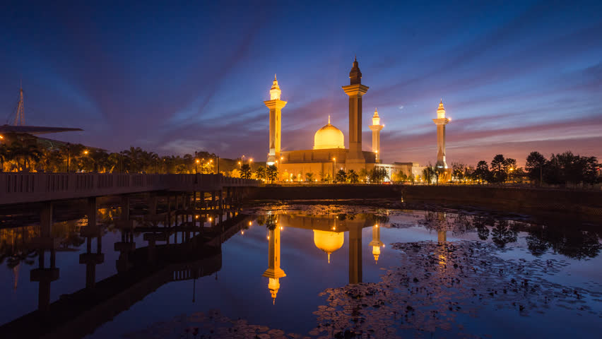 Aerial Time Lapse Of A Beautiful Bawshar Mosque At Sunset In Muscat ...