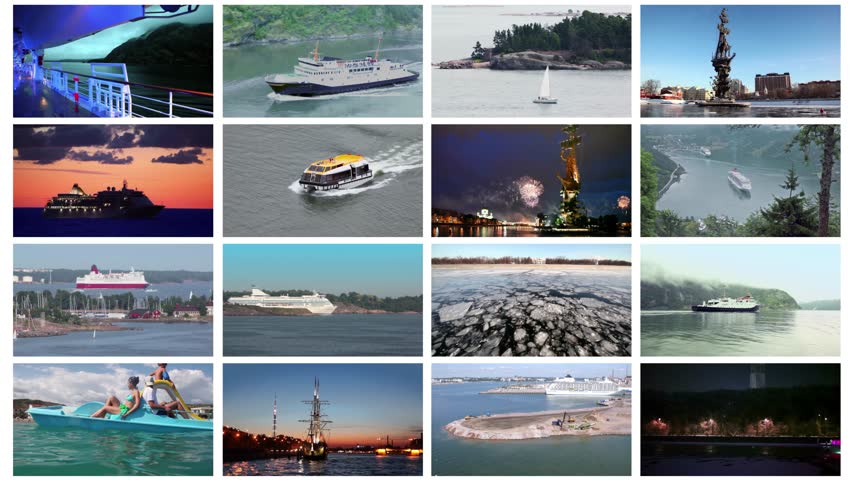 Collage with Big, Small Ships Stock Footage Video (100% Royalty-free ...