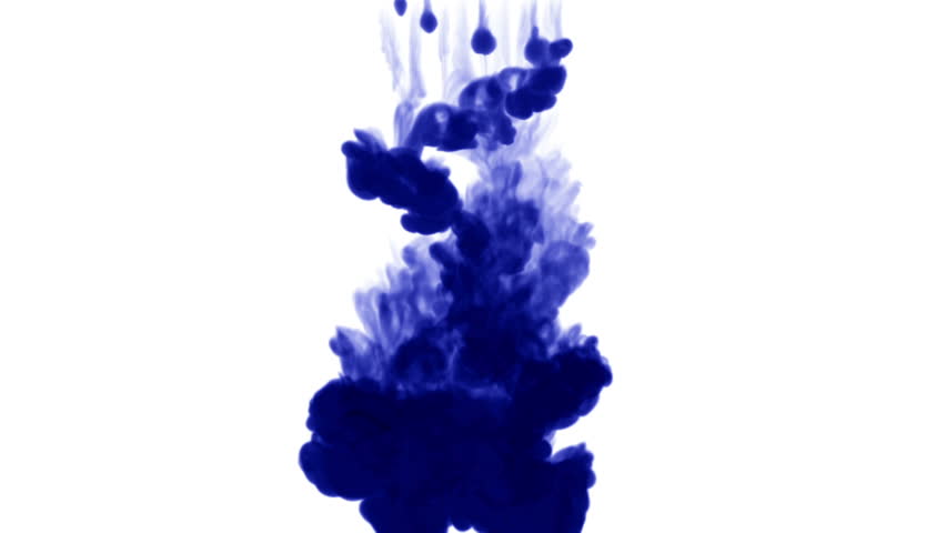 Abstract Dynamic Flow Of Bright Blue Ink In Clear Water On White ...