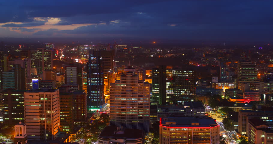 The Skyline Of Nairobi, Kenya At Night. Stock Footage Video 1483216 ...