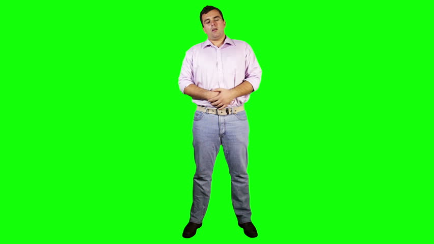 Young Men Back Pain Full Body Greenscreen Footage Was Shot Against ...