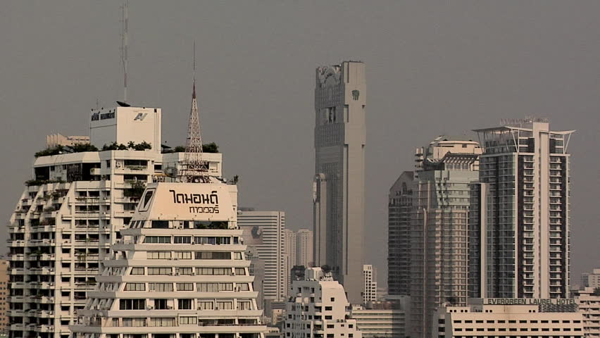 Stock Video Clip of Elevated View of Sathon District late Afternoon ...