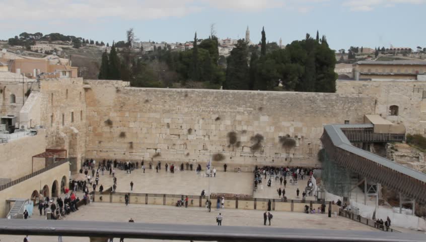 JERUSALEM, ISRAEL - April 10, 2015: Jerusalem Western Wall Time Lapse ...