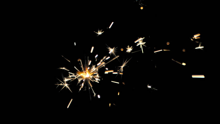 Two Sparklers Over Black. Gun Powder Sparks Shot Against Deep Dark ...