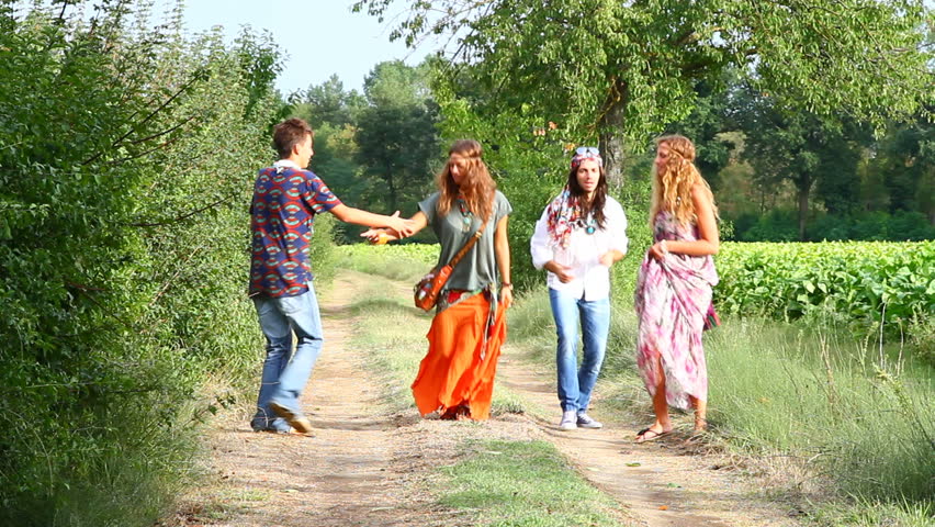Stock video of hippie group playing music and dancing | 3402425 ...