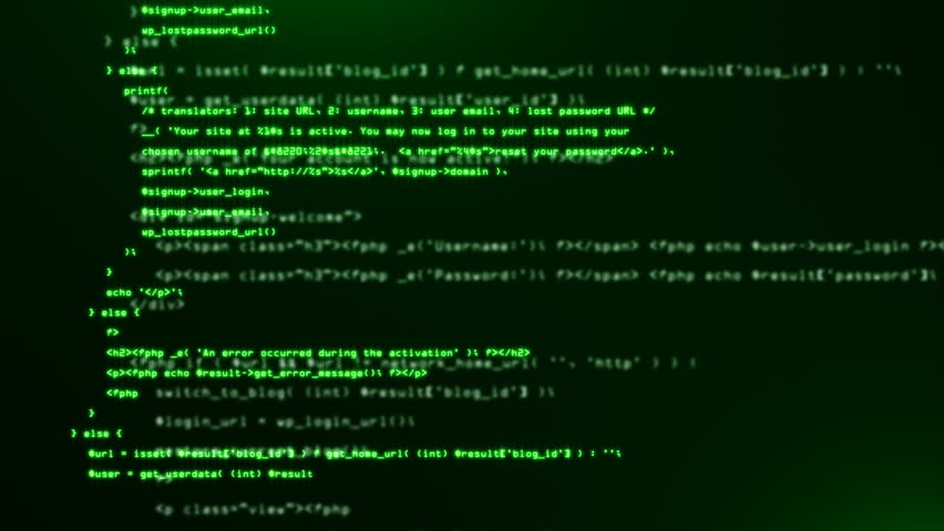 Programming Code Running Down in Stock Footage Video (100% Royalty-free ...