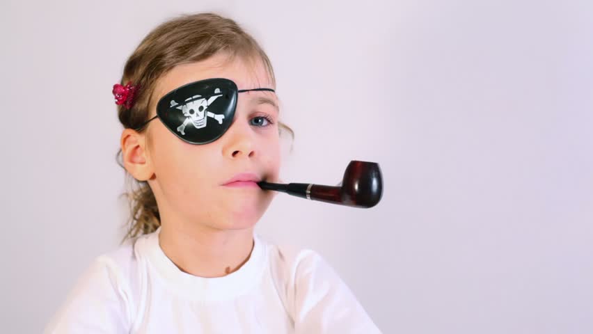 Stock video of little girl smiles with smoking pipe | 3630155 ...