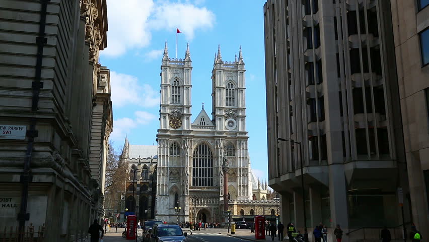 Stock Video Clip of Westminster Abbey wide shot from Tothill Street ...