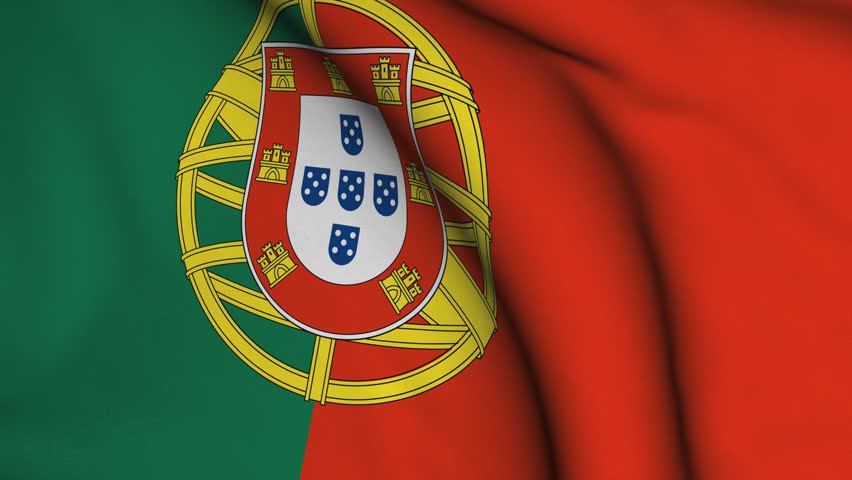 Realistic Ultra-HD Flag Of Portugal Waving In The Wind. Seamless Loop ...