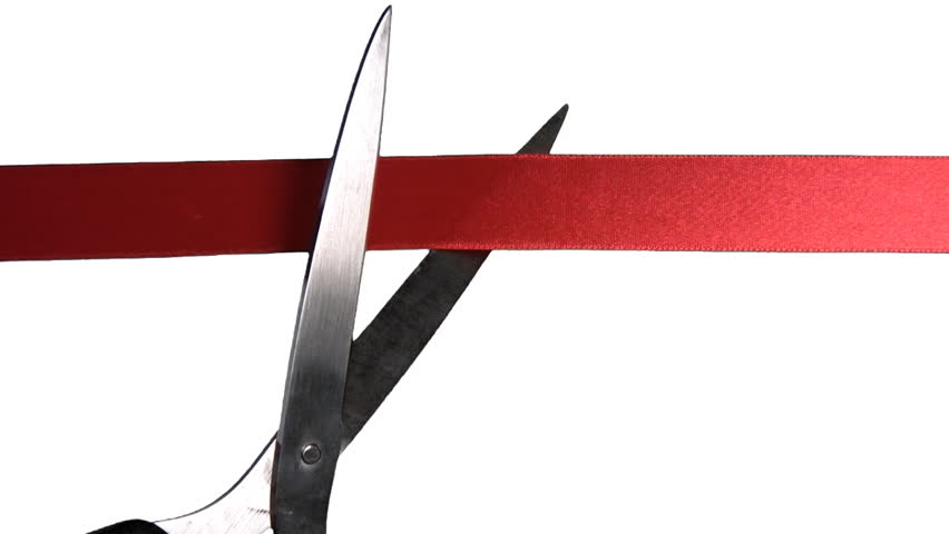 Stock Video Clip of Red ribbon cutting - ceremony opening. Isolated ...