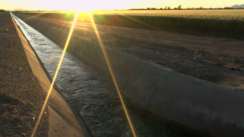 Farm Irrigation Ditch, Flowing with Stock Footage Video (100% Royalty ...