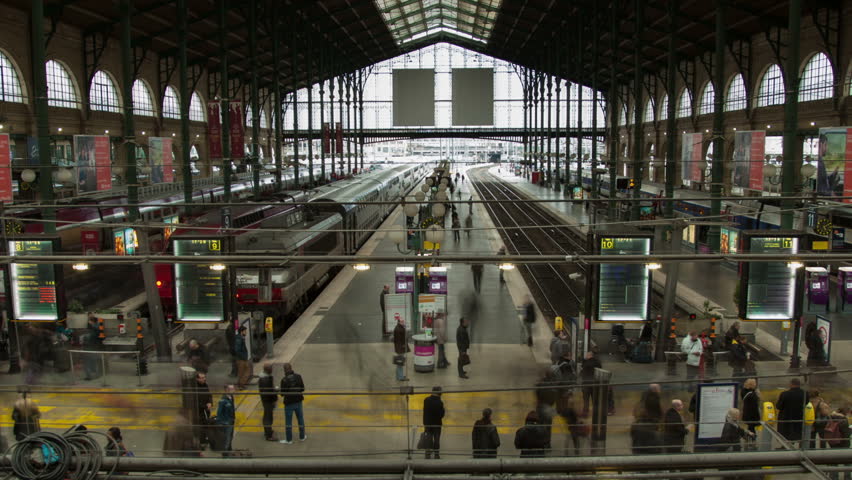 Busy Train Station Daytime. This Stock Footage Video (100% Royalty-free ...