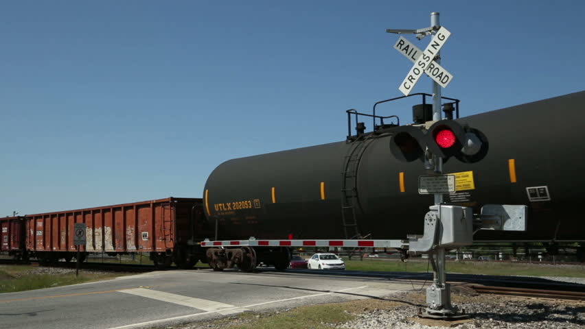 OLD TOWN SPRING, TEXAS/USA - MAY 8: Freight Train Slowly Moves Across ...