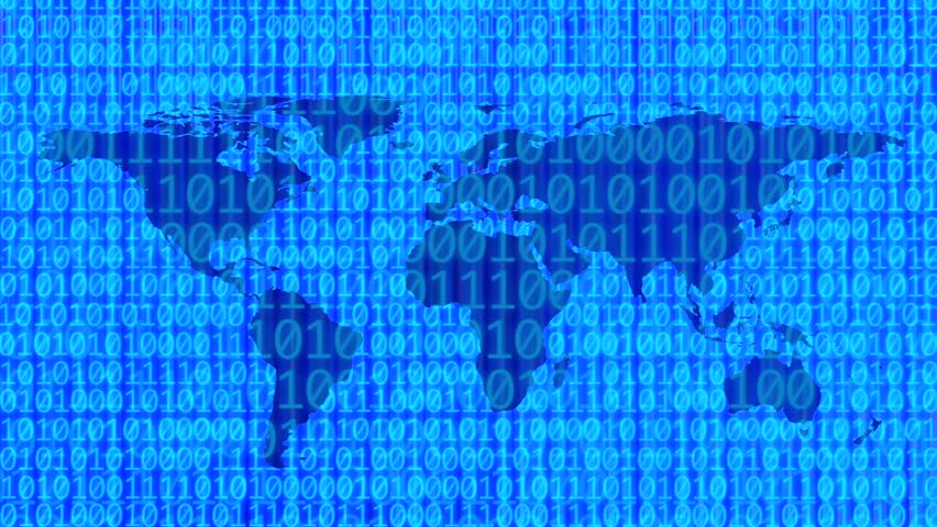 A Footage Of Flowing Binary Code And World Map Stock Footage Video ...