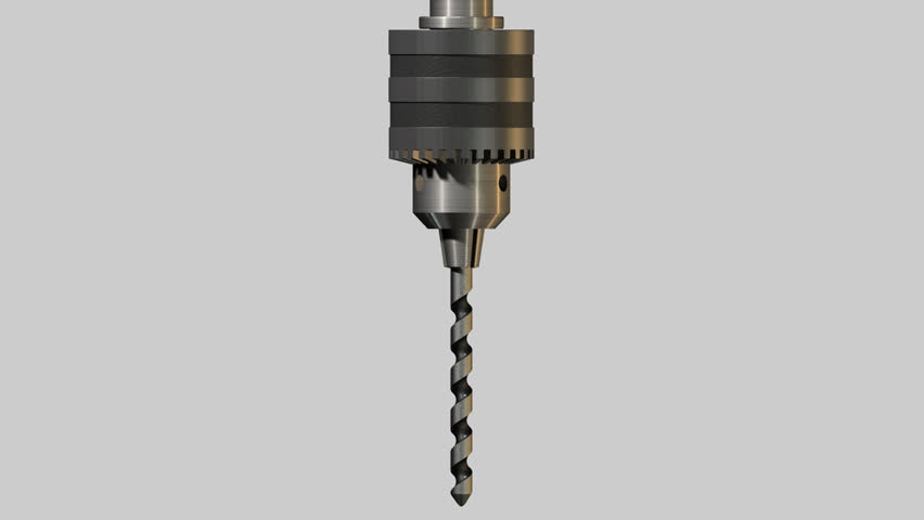 A Front View Animation Of A Spinning Metal Drill Chuck With A Spiral ...