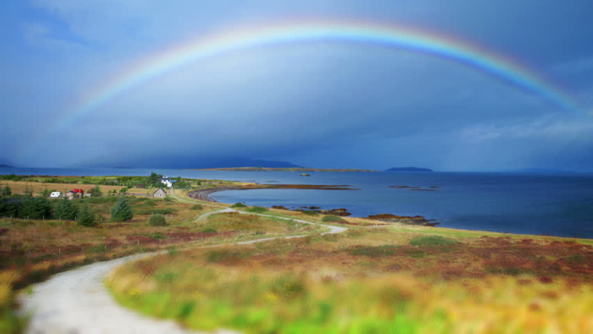 Rainbow Over Village in Scotland Stock Footage Video (100% Royalty-free ...