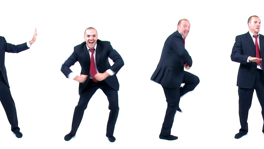 Stock video of businessman does various funny dances against | 4524575 ...
