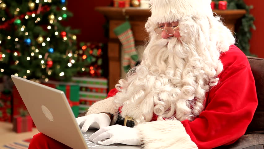 Santa Claus Working On Laptop Stock Footage Video (100% Royalty-free ...