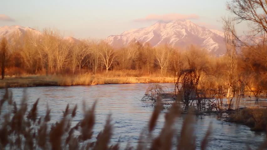 Jordan River Utah Winter Stock Footage Video (100% Royalty-free ...