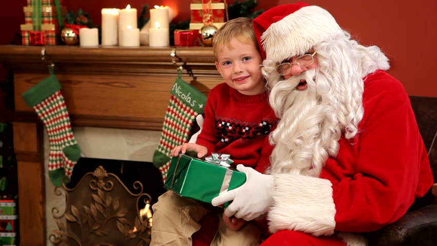 Young Girl Talking To Santa Claus Stock Footage Video 4551728 ...