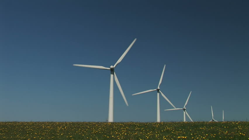 Flowers and Wind Turbines Stock Footage Video (100% Royalty-free ...