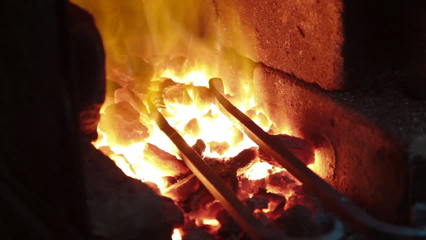 Forge Furnace with the Metal Video de stock (totalmente libre de ...