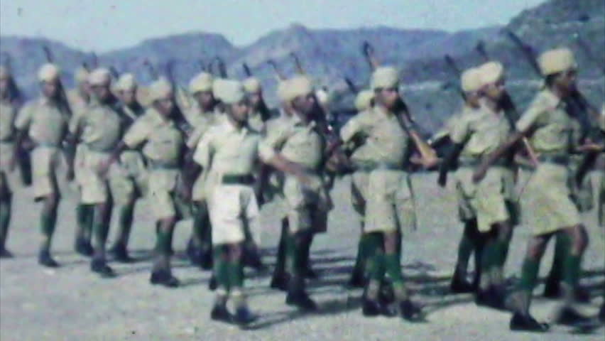 ADEN, CIRCA 1960:Aden British Army Levy Soldiers 50 Cal Machine Guns HD ...