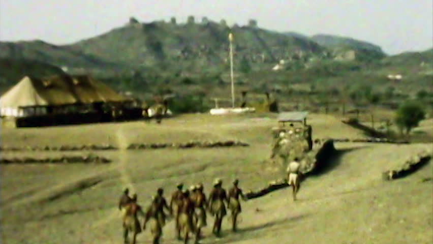 ADEN, CIRCA 1960:Aden British Army Levy Soldiers 50 Cal Machine Guns HD ...