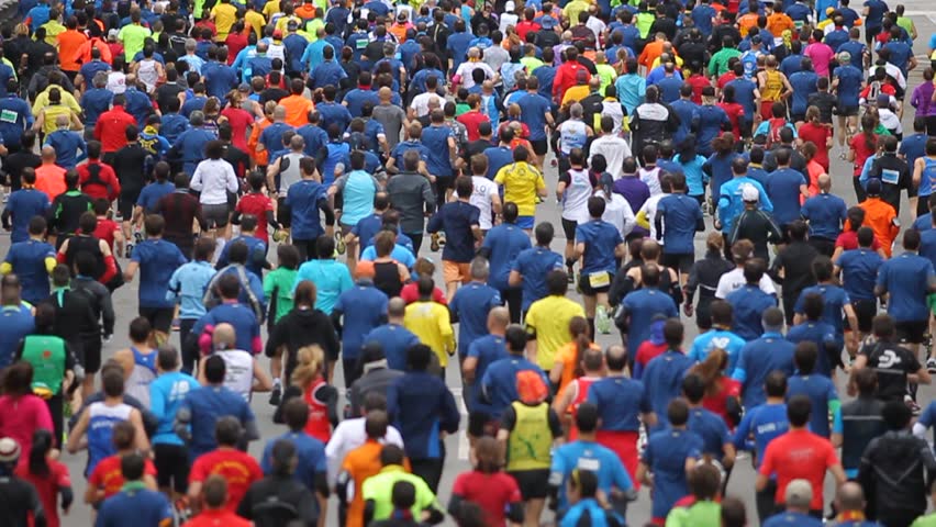 Street Crowded with Runners in Stock Footage Video (100% Royalty-free ...