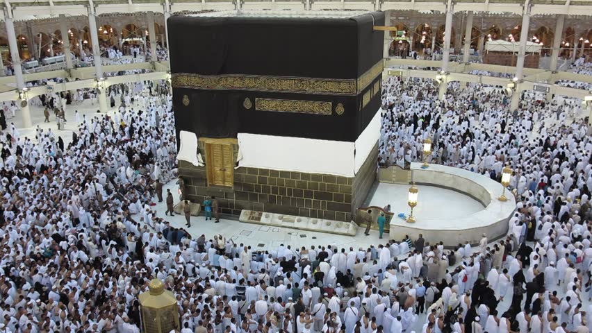 Kaaba Mecca Hajj Muslim People Crowd Praying Stock Footage Video ...