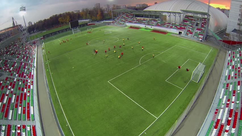 Training Game Of Football Team On Small Sports Arena Of Locomotive ...