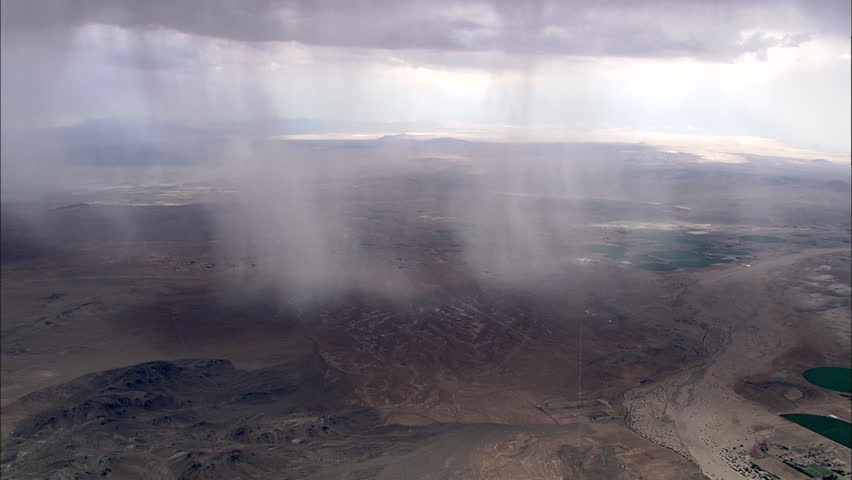 Rain Clouds Desert Plateau. Aerial Shot From Helicopter Of Rain Clouds ...