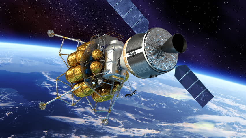 Spacecraft Docking To Space Station. 3D Animation. Stock Footage Video ...