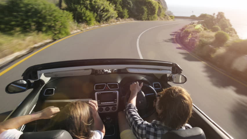 Couple Driving Convertible Car Cabriolet Stock Footage Video (100% ...