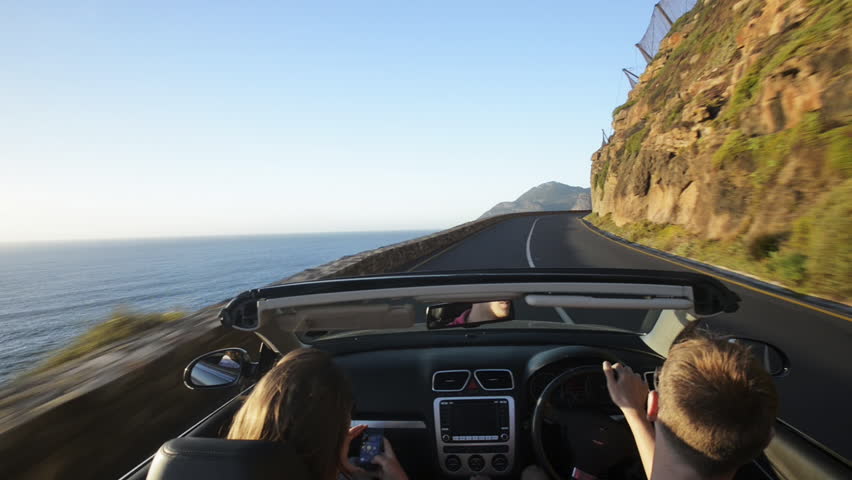 Stock video of couple driving convertible car cabriolet cape | 5791655 ...