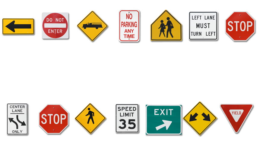 Various Traffic Signs Moving in Stock Footage Video (100% Royalty-free ...