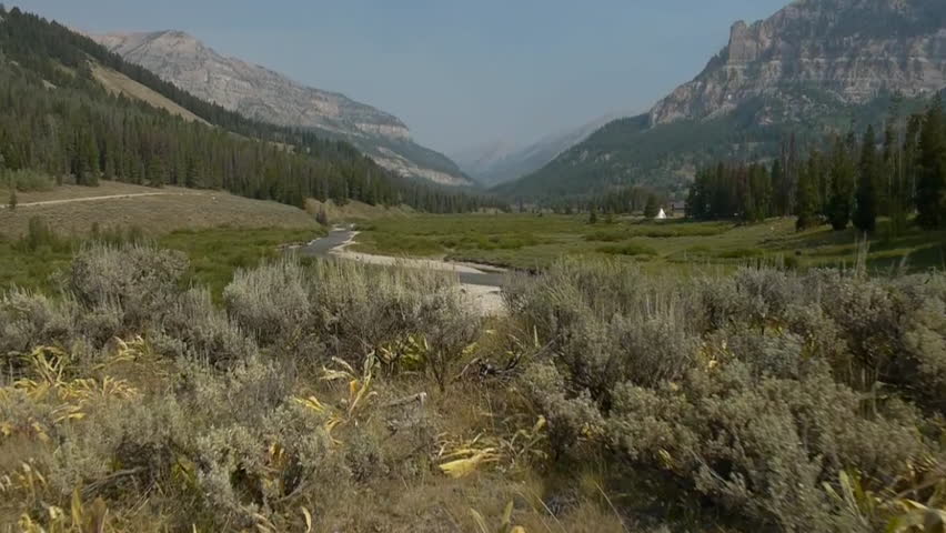 Stream Through Mountain Valley, Aerial View Stock Footage Video 6050507 ...