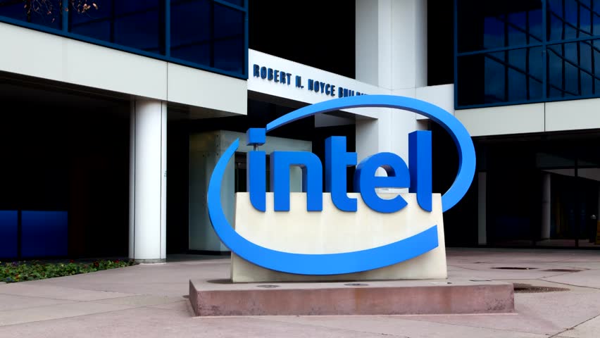 Dalian, China - October 2009: Intel Logo On A Modern Building In Their ...