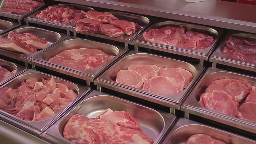 Meat Section in Grocery Store Stock Footage Video (100% Royalty-free ...