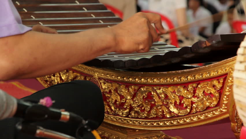 Traditional Wooden Thai Musical Instrument, Ranat-Ek, Stock Footage ...