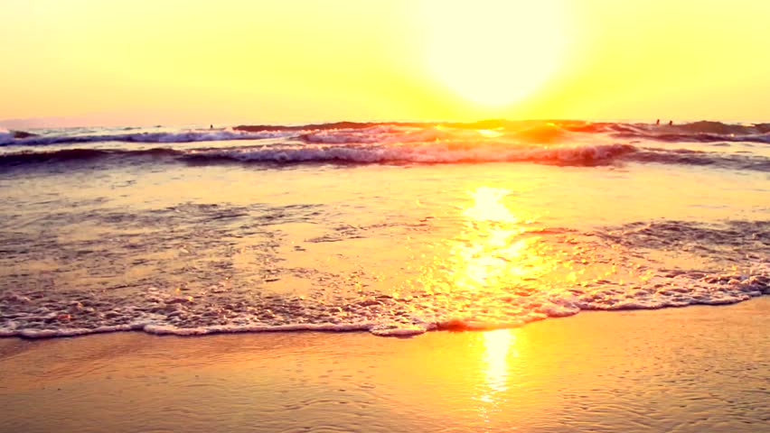 Stock video of clear blue ocean water during sunset, | 7139095 ...