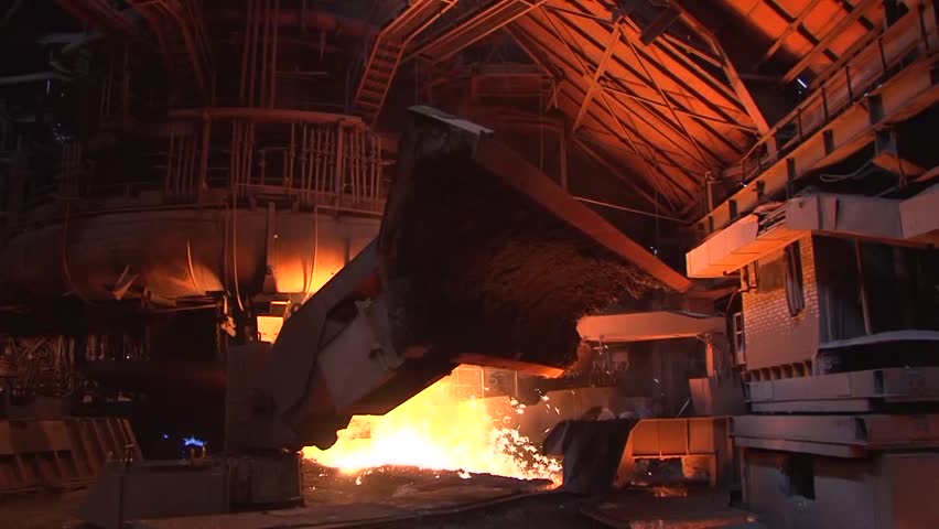 Iron And Steel Works. Converter Plant. Loading Scrap Metal Into A ...