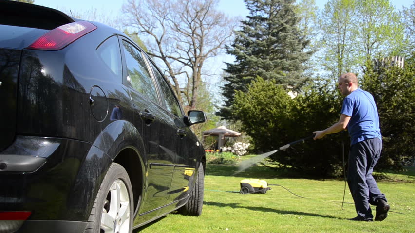 Stock video of car automobile washing with strong water | 7354765 ...