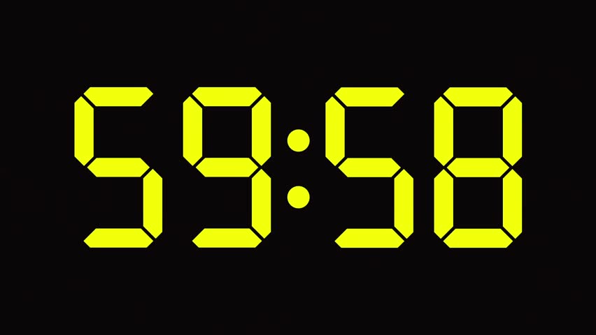 Digital Countdown Of 60 Seconds With Complete Sixtieths Slow Down 60x
