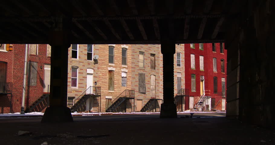 Tenements Houses Under an Overpass Stock Footage Video (100% Royalty ...