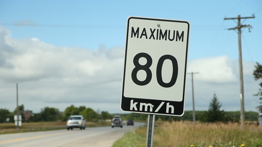 Stock video of maximum 80 km/hr sign with suv | 7609075 | Shutterstock
