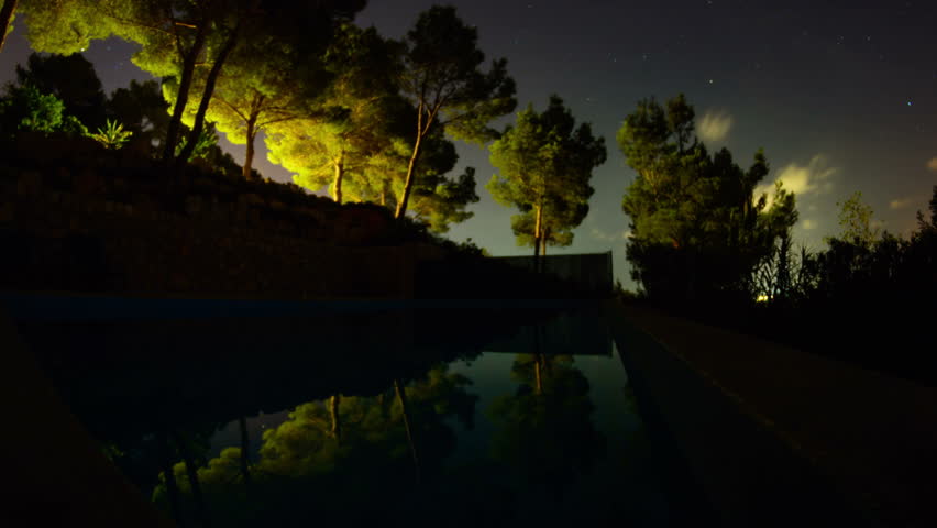 Moon Rise Over Swimming Pool Stock Footage Video (100% Royalty-free ...